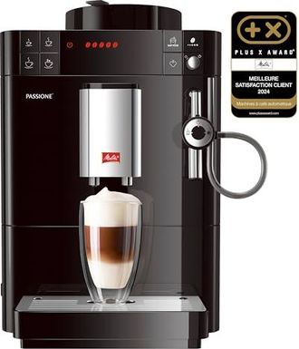 MELITTA Passione Noire, Machine à Café à Grains avec Broyeur et Auto-Cappuccinatore, Expresso, Automatique, F53/0-102, 1450W