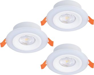 Eglo 3er Set LED Einbaustrahler Calonge RGB, Deckenspot flach mit Fernbedienung, Deckenstrahler dimmbar, Kunststoff in Wei&szlig;, Farbwechsel, warmwei&szlig;-kaltwei&szlig;