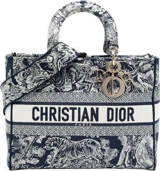 Dior Hobo Bags - Large Embroidered Canvas Toile de Jouy Lady D Lite - Gr. unisize - in Blau - f&uuml;r Damen