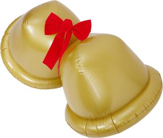 Amosfun 2st&uuml;cke Aufblasbare Glocken mit Schleifen f&uuml;r Garten und Weihnachtsdeko Riesige Aufblasbare Gl&ouml;ckchen-Ornamente f&uuml;r Zuhause und Drau&szlig;en Weihnachtsbaum