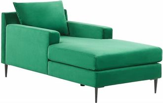 Beliani Chaiselongue Gr&uuml;n Samtstoff mit Armlehnen und Kissen Modernes Design Minimalistischer Stil Relaxliege f&uuml;r Wohnzimmer Schlafzimmer