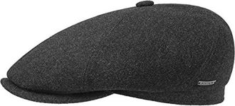 Stetson Casquette Reid 6 Panel Homme - Laine Gavroche avec Visiere, Doublure, Doublure Hiver Automne-Hiver - 63 cm Anthracite