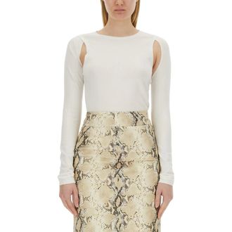 Helmut Lang Femme, Tops, Blanc, Taille: 42 FR Pull en coton ajour&eacute;