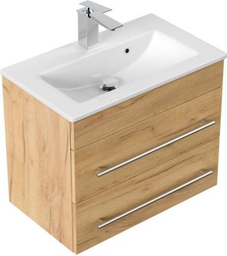 Magnolia Home Badm&ouml;bel Mars 600 SlimLine 60x36cm mit 2 SoftClose Schubladen eiche gold