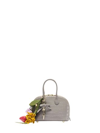 Self Portrait Crocodile-Embossed Calf Leather Mini Bag - Gray