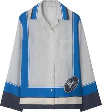 Burberry chemise en soie &agrave; logo EDK - Gris