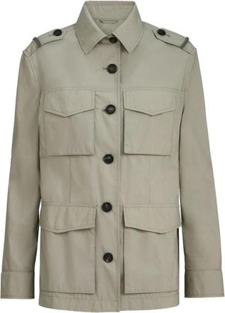 Brunello Cucinelli Femme, Vestes, Vert, Taille: 32 FR Veste de terrain en m&eacute;lange de coton