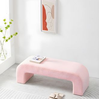 Generic Moderne Eingangsbank Mit Lammwollpolsterung - Sitzbank Aus Massivem Kiefernholz, Weiß(Pink,39.4 L x 15.7 W x 16.9 H)