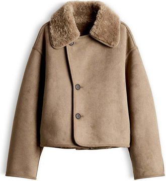 OPUS Winterjacke Hafira im Shearling Look mit wendbarer Funktion Weite, gerade Wendeform mit samtiger Oberfl&auml;che und Seitennahttaschen