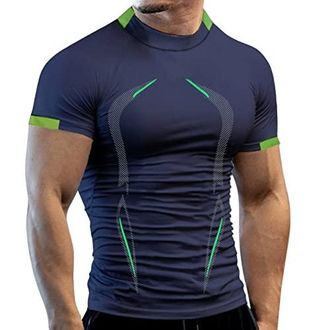 Generic Haut Sexy Homme Moulant, Tee Shirt Musculation Homme Grande Taille,Top &agrave; Blocs De Couleurs S&eacute;Chage Rapide Chemisers Comfy Respirant Mode Blouses Casua