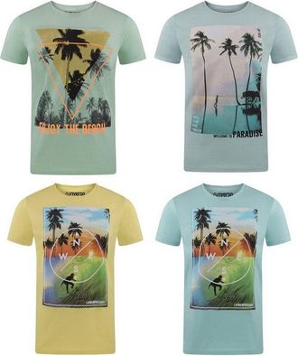 Riverso T-Shirt Herren Fotoprintshirt RIVLukas Regular Fit (4-tlg) Kurzarm Tee Shirt mit Rundhalsausschnitt aus 100% Baumwolle