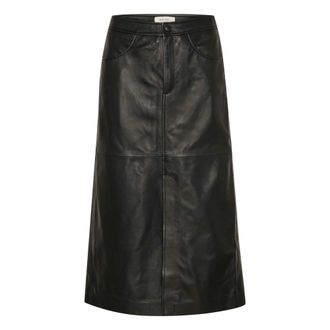 Part Two Schwarzer A-Linien-Lederrock - - Skirts - Damen - Schwarzk - L