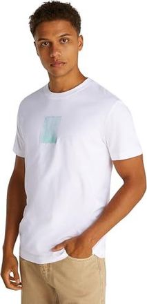 Calvin Klein T-Shirt Manches Courtes Homme Brush Stroke Graphic Tee Regular Fit, Blanc (Bright White), L