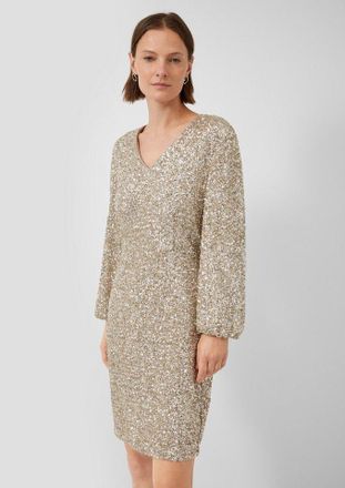 s.Oliver Midikleid Kleid Kurzes Pailletten-Kleid mit Gummizug am &Auml;rmel