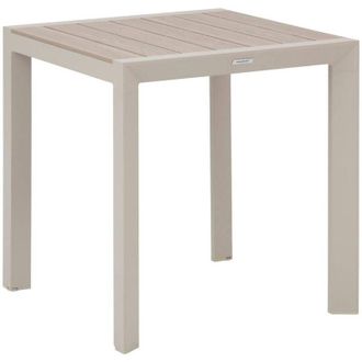 Hesperide Hesperide - Table de jardin carr&eacute;e extensible en aluminium 2 places - Effet bois lin et argile - R&eacute;sistante aux UV et aux intemp&eacute;ries