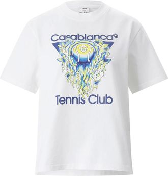 Casablanca Femme, Tops, Blanc, Taille: 36 FR Tennis Club Icon T-Shirt