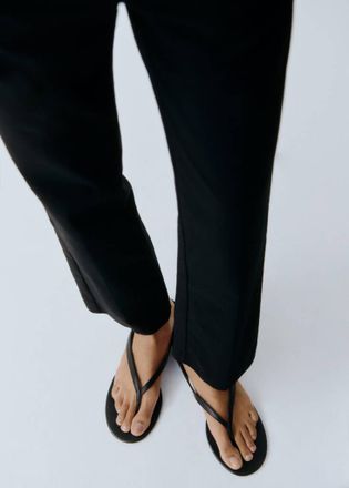 Mango Sandales compens&eacute;es cuir noir - Femme - 35 - MANGO