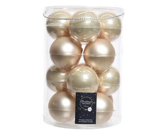 Kaemingk 16 Christbaumkugeln Glas 8cm Perle - Champagner Opal matt