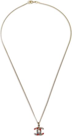 Chanel collier à pendentif logo - Or