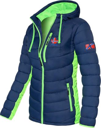 Nebulus Damen Jacke MERIK, warme Outdoorjacke, praktische & vielseitige &Uuml;bergangs- & Winterjacke, navy-lime - S/36