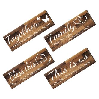 DOITOOL 4 St&uuml;ck Holz Wandplaketten mit Motivierenden Zitaten Dekorative Wanddekoration f&uuml;r Wohnzimmer Schlafzimmer Fitnessraum und Klassenzimmer