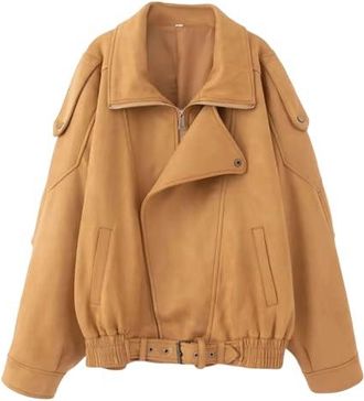 Generic Veste bomber en faux daim surdimensionn&eacute; 2026 tendance hiver v&ecirc;tements dext&eacute;rieur automne mode d&eacute;contract&eacute; fermeture &eacute;clair manteaux &eacute;l&eacute;gants v&ecirc;tement