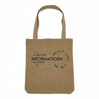 Fabulous Sac Shopping Tote Bag Aspect Lin - Le Meilleur Informaticien du Monde Informatique Ordinateur - Sac de Courses Toile Epaisse 360g Beige Naturel Cabas 