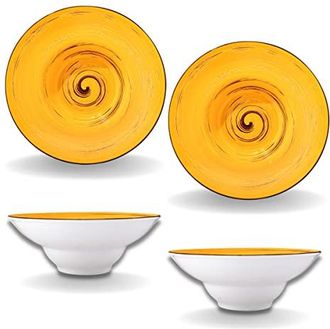 Wilmax England Wilmax - Assiettes creuses SPIRAL - 2 pi&egrave;ces - &Eacute;l&eacute;gantes - Modernes - Durables - Porcelaine &eacute;maill&eacute;e - R&eacute;sistantes aux rayures - Lavables au lave-vais