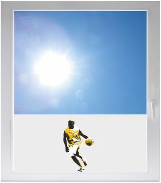 Indigos UG Fensterfolie Blickdicht Basketball - Star - 800x500mm - Sonnenschutzfolie Fenster - Sichtschutzfolie Fenster Bad, K&uuml;che, Fenster, Milchglasfolie