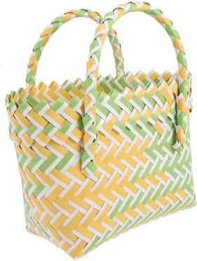 IFUNDOM Paquet &agrave; Main Tiss&eacute; Panier Tress&eacute; En Paille Couleur Jaune-vert Paquet &agrave; Main Pour Femme De Plage D&eacute;contract&eacute; &agrave; Shopping L&eacute;ger Pour Sorties Quotidienne