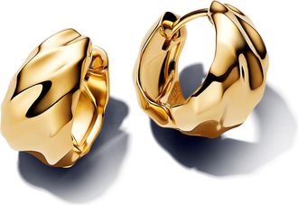 Pandora Pandora Essence Gewellte Creolen-Ohrringe aus 14 Karat Vergoldetem Sterling Silber, 263874C00