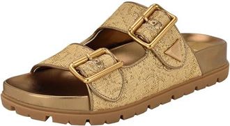 Guess Guess Sandales Fasten pour femme, Medium Naturel/Gold Logo 710, 39.5 EU