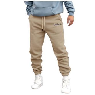 Generic Pantalon Jogging Epais Homme Pantalons Straight D&eacute;contract&eacute; D&eacute;contract&eacute;e Jaune Garcon Poche Poches Bouffant Charpentier Viscose Rayure Dessus Claire &Eacute;