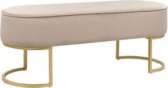 Beliani Banquette en Velours Beige Uni sur Pieds Dor&eacute;s Rembourrage en Mousse Milry