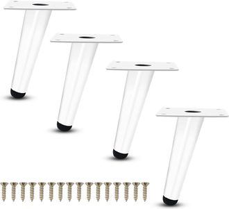 Generic Verstellbare M&ouml;belbeine Aus Metall - 4 St&uuml;ck rutschfeste Sofa Beine, Bett F&uuml;&szlig;e F&uuml;r Tisch, TV-St&auml;nder, Schr&auml;nke, Verdickte St&uuml;tzf&uuml;&szlig;e Mit Gummipads(Wei&szlig;