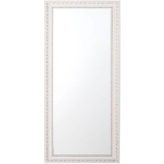Beliani Beliani - Miroir Mural de Forme Rectangulaire 130 x 50 cm avec Cadre en Plastique Blanc Motif Style R&eacute;tro pour Salon et Hall