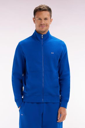 Eden Park Sweatshirt Zipp&eacute; En Coton Bleu Fonc&eacute; Coupe Droite