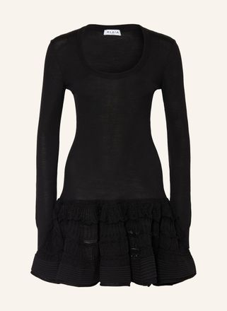 Alaia Ala&iuml;a Strickkleid Mit R&uuml;schen schwarz