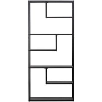 Woood Teun Vintage Wandschrank, B&uuml;cherregal Vitrinenschrank aus Metall Raumteiler Regal - Schwarz - 188x85x35 cm