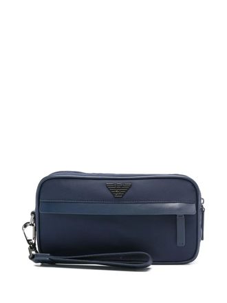 Emporio Armani trousse de toilette zippée à plaque logo - Bleu