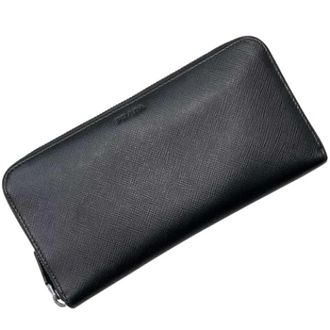 Prada unisex, Pre-owned, Noir, Taille: ONE Size Portefeuille long (&agrave; deux volets) Pre-owned