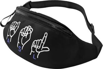 Generic Langue Des Signes Am&eacute;ricaine Sacs Banane Polyvalent Sac De Voyage Unisexe Fanny Pack Pour Jogging Course &Agrave; Pied Festival 14X35Cm