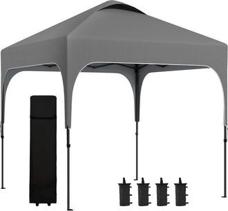 OUTSUNNY Tonnelle barnum automatique pop-up dim. 2,53L x 2,53l x 2,68H m hauteur r&eacute;glable nombreux accessoires inclus acier oxford gris