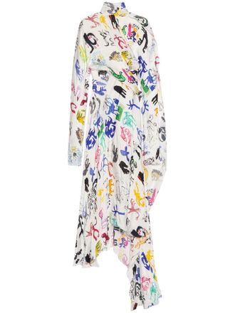 Balenciaga robe imprim&eacute;e &agrave; design torsad&eacute; - Blanc