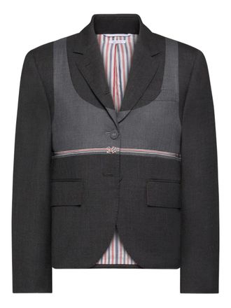 Thom Browne veste en serg&eacute; &agrave; effet trompe-loeil - Gris