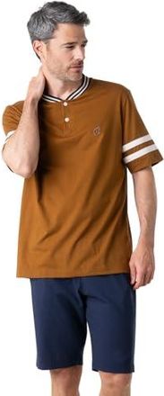 Eminence Pyjama Court Homme Club- Jersey 100% Coton Peign&eacute; - T-Shirt Manches Courtes Col T + Short 2 Poches - Label Oeko-TEX Standard 100