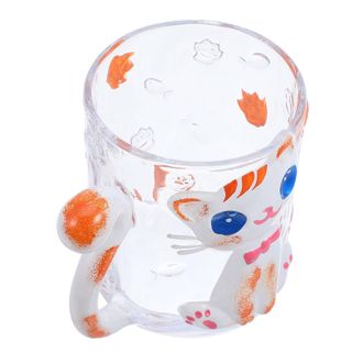 Pretyzoom Glasbecher Mit Bezauberndem Katzendesign - 300 Ml Dekorativer Wasserbecher Mit Henkel - Perfekt F&uuml;r Zu Hause