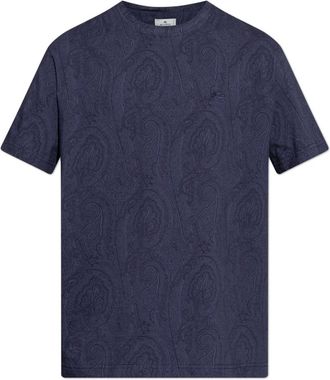 Etro Homme, Tops, Bleu, Taille: XL T-shirt en coton avec motif Arnica