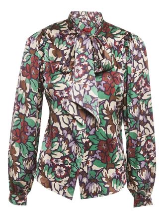 Burberry Bluse mit Blumen-Print - Gr&uuml;n