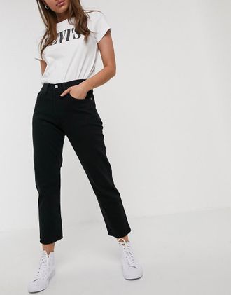 Levi's 501 - Jeans mit hohem Bund, geradem Bein und kurzem Schnitt in Schwarz